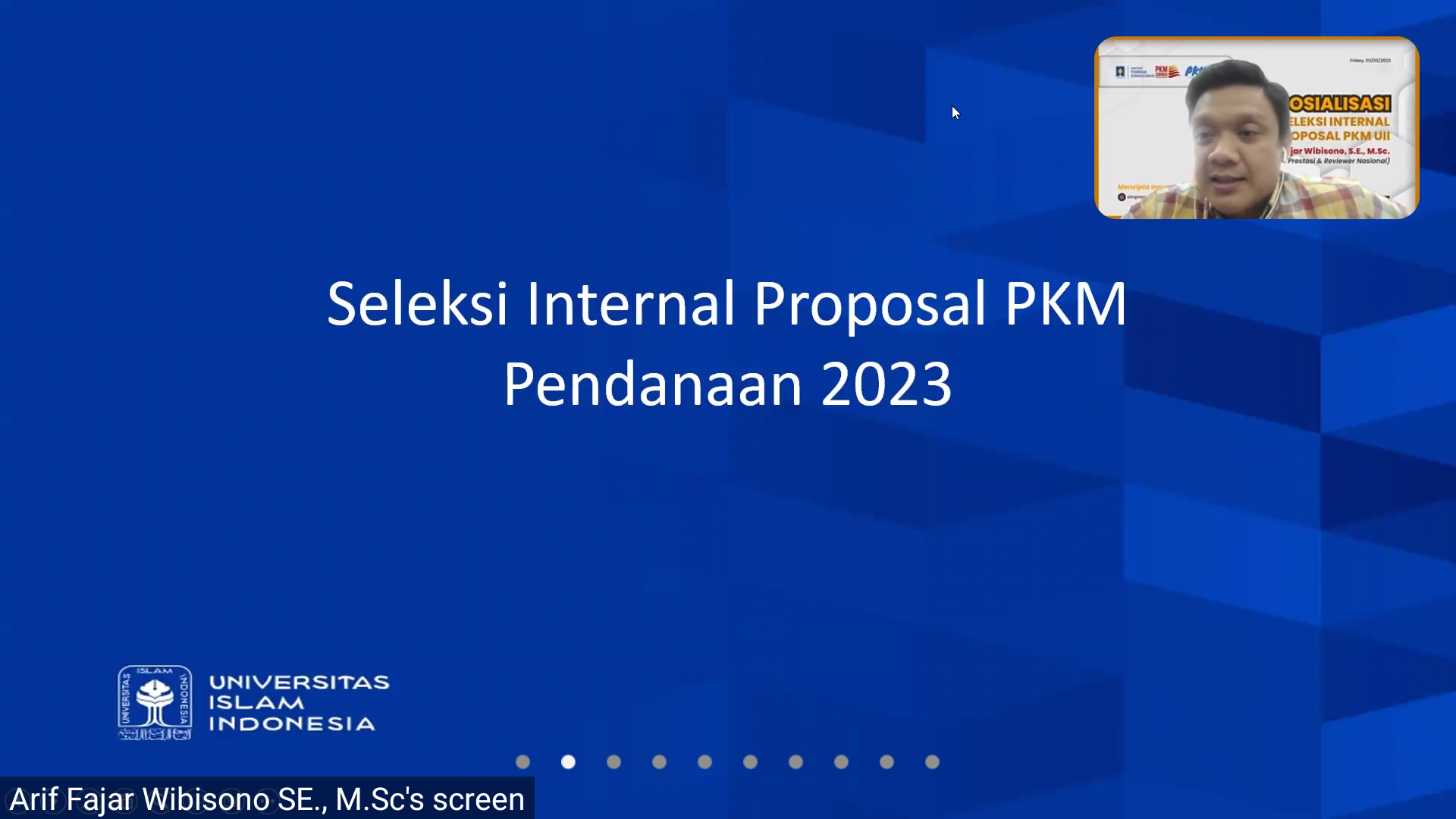 Sosialisasi Seleksi Internal Proposal PKM UII 2023 - Direktorat Pembinaan Kemahasiswaan (DPK) UII
